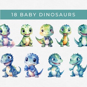 Cute Dinosaurs Watercolor Clipart Baby Dino & T-rex Clip Art for Girls ...