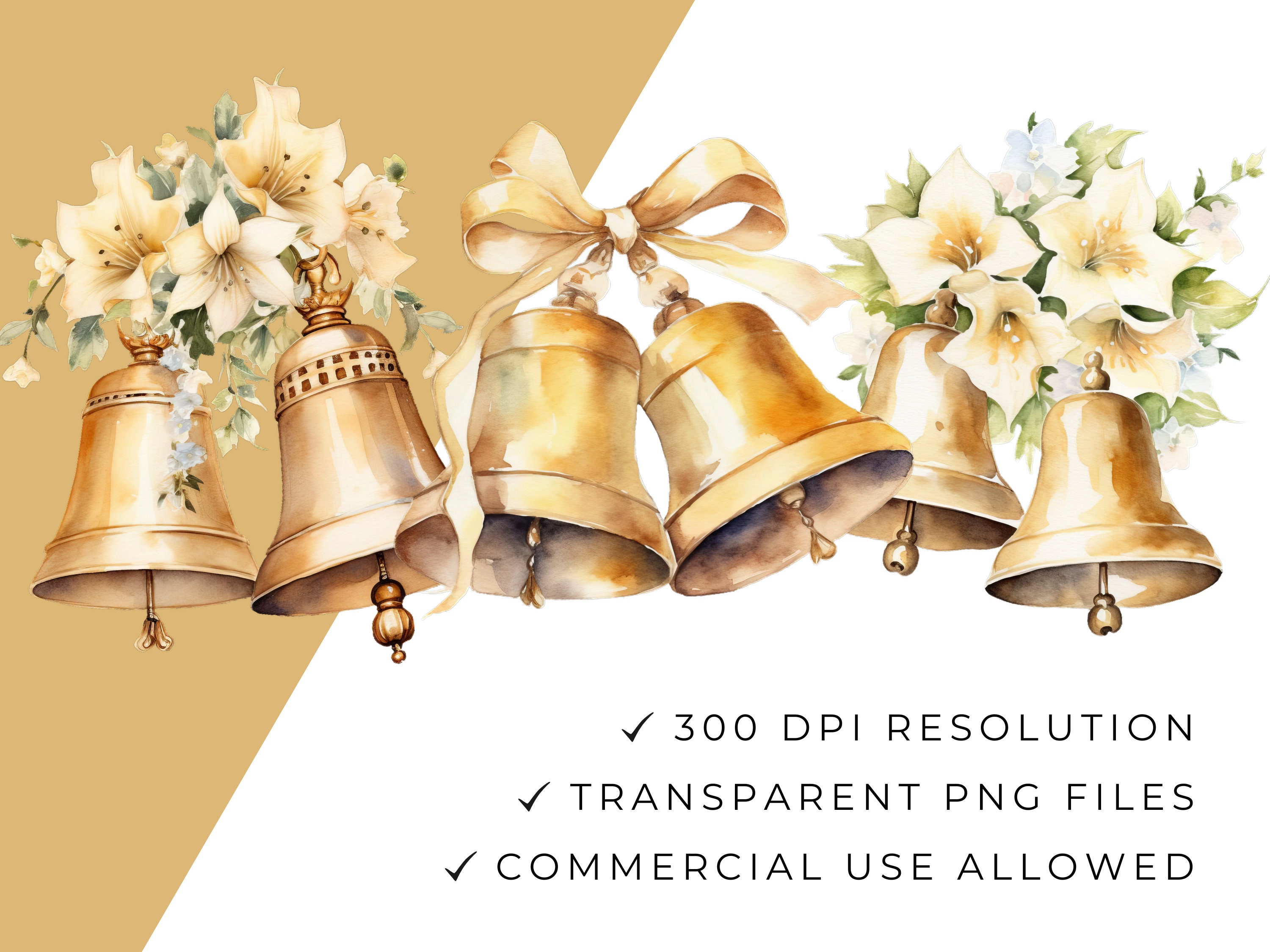 Gold Wedding Bells Clip Art