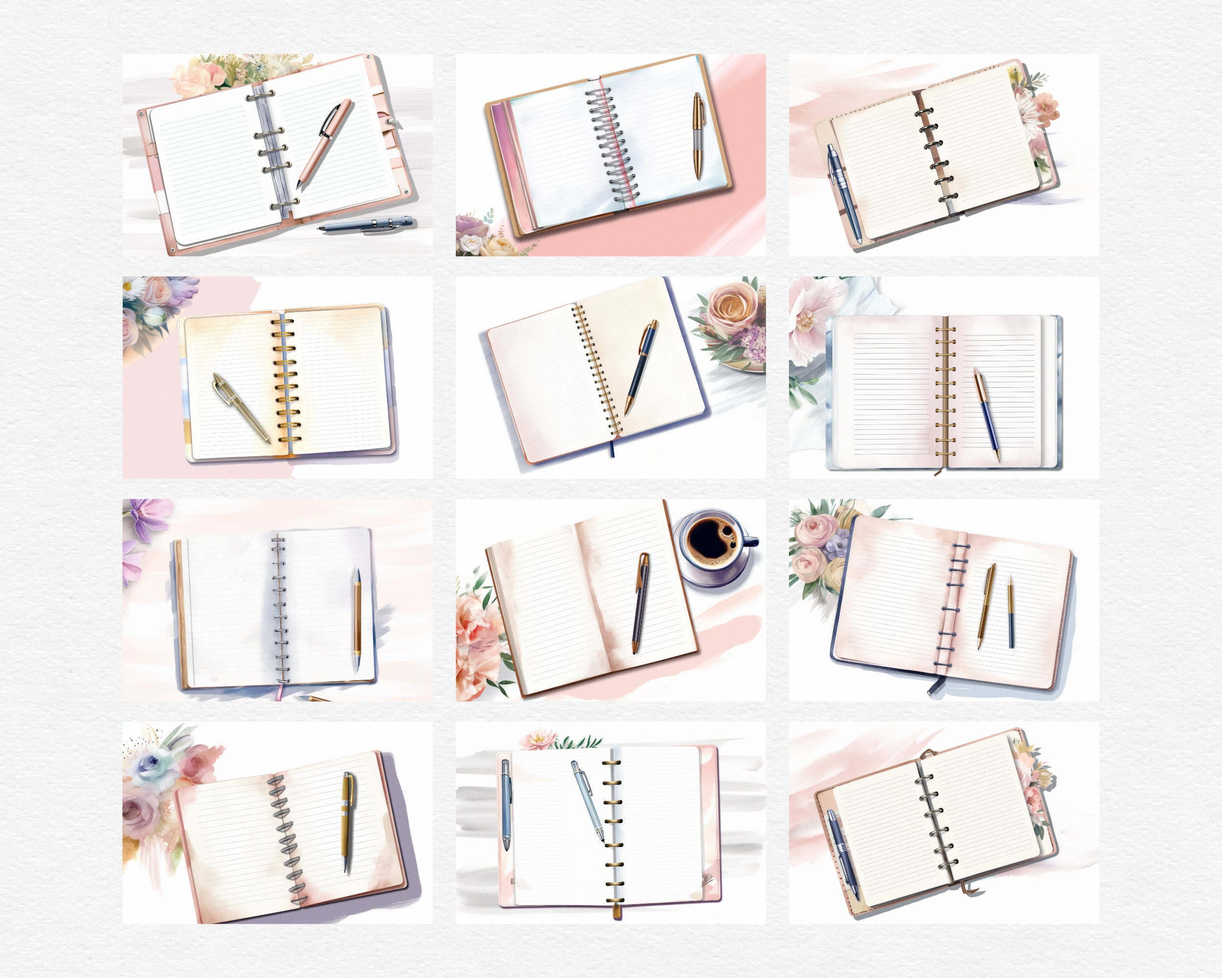 Writing Journal Clipart Watercolor Clip Art Open Planner Notebook With ...