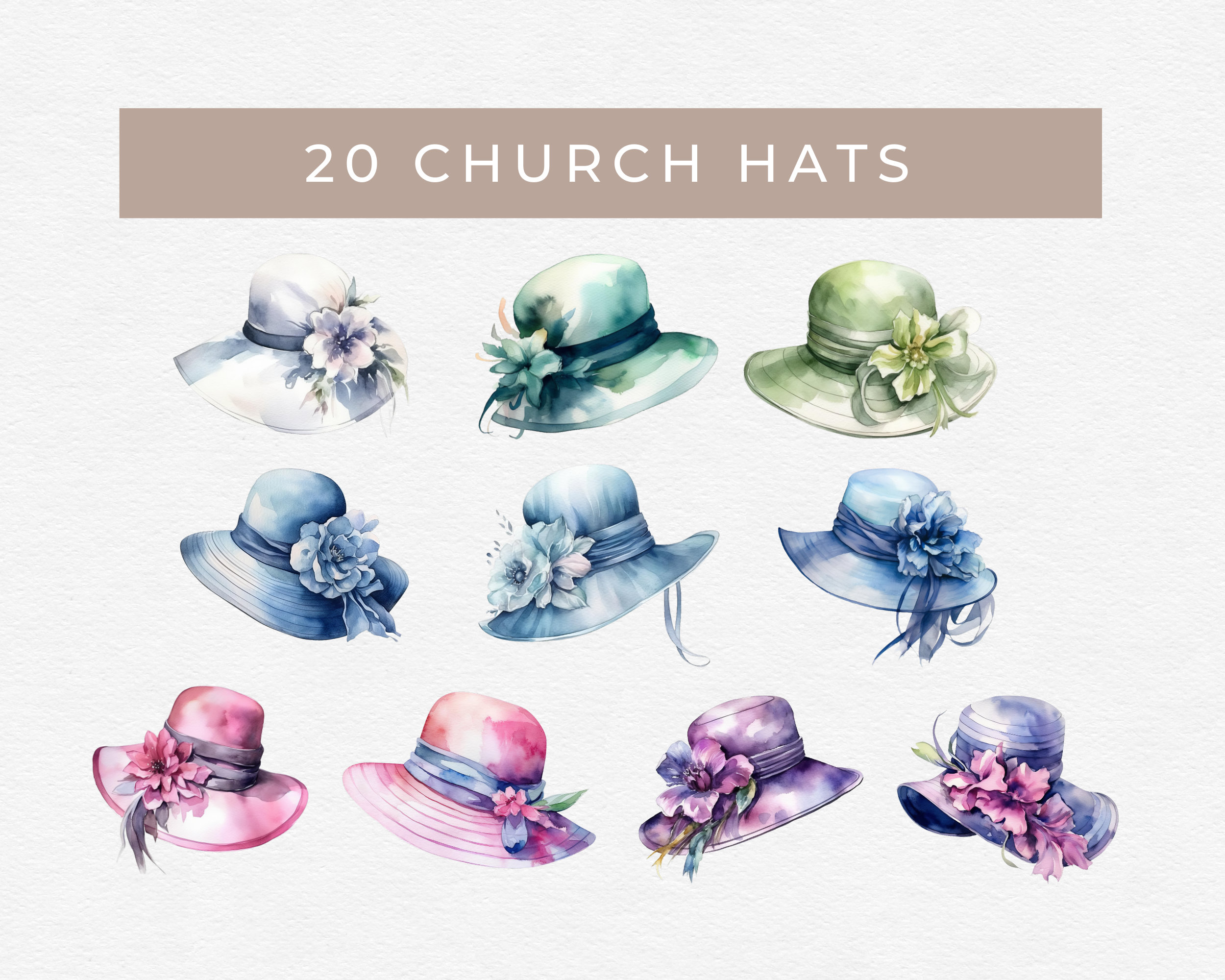 Church Hat Clip Art Watercolor Derby Hats & Fascinators Clipart Fashion ...
