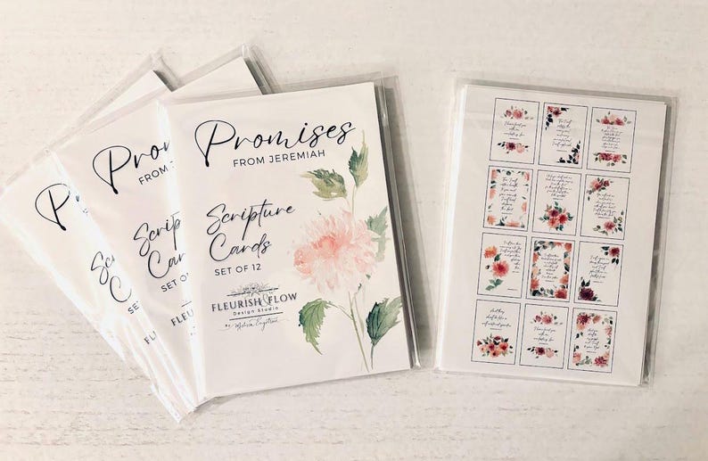 Jeremiah Scripture Cards: Watercolor Floral Bible Verse Set - Etsy