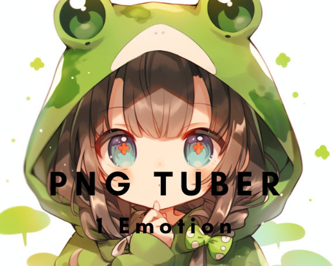 Cute Chibi Frog Girl PNGTUBER Giftuber Ready to Use Basic 1 Theme 4 ...