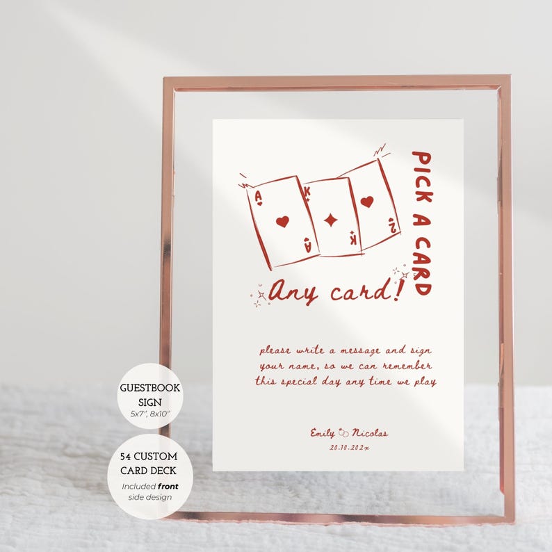 Playing Card Guest Book | Hand-drawn Deck of Cards | DIY Wedding ...