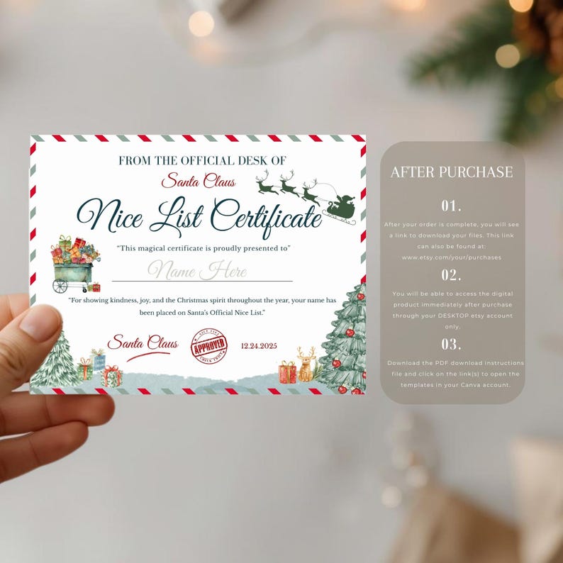 Santa's Official Nice List Certificate, Elf Nice List, Nice List ...