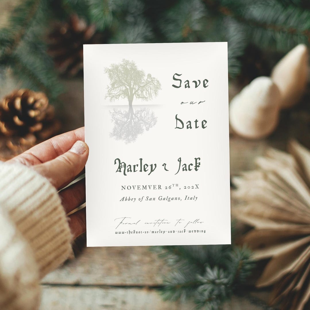 Oak Tree Save the Date Card – Rustic Wedding Save the Date Invitation ...