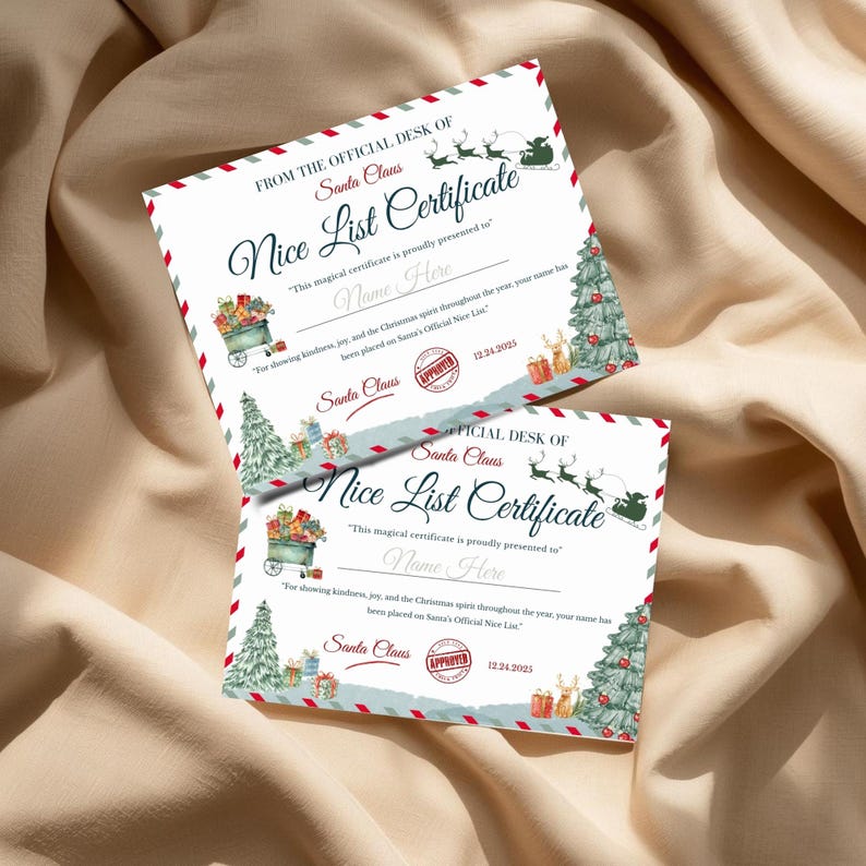Santa's Official Nice List Certificate, Elf Nice List, Nice List ...
