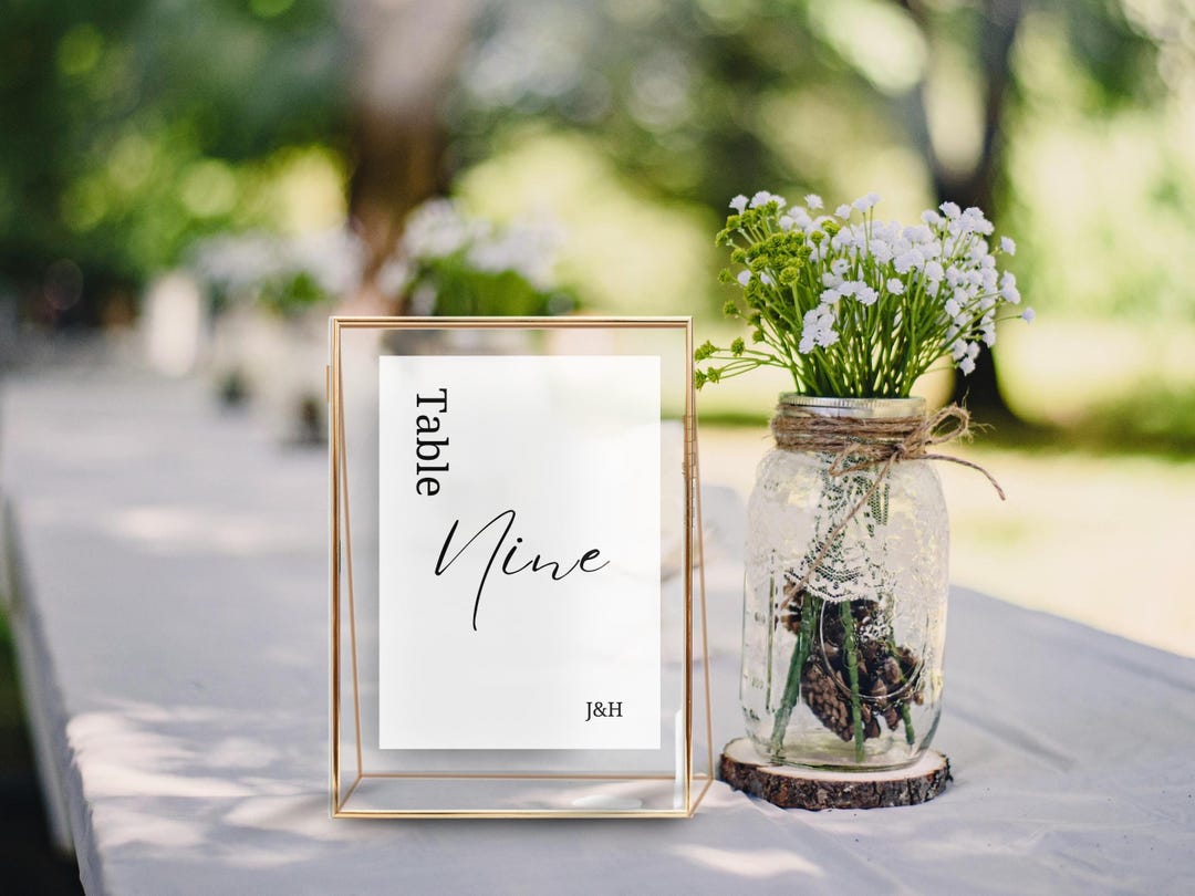 Wedding Table Number Templates Canva, Minimalist Editable Template ...