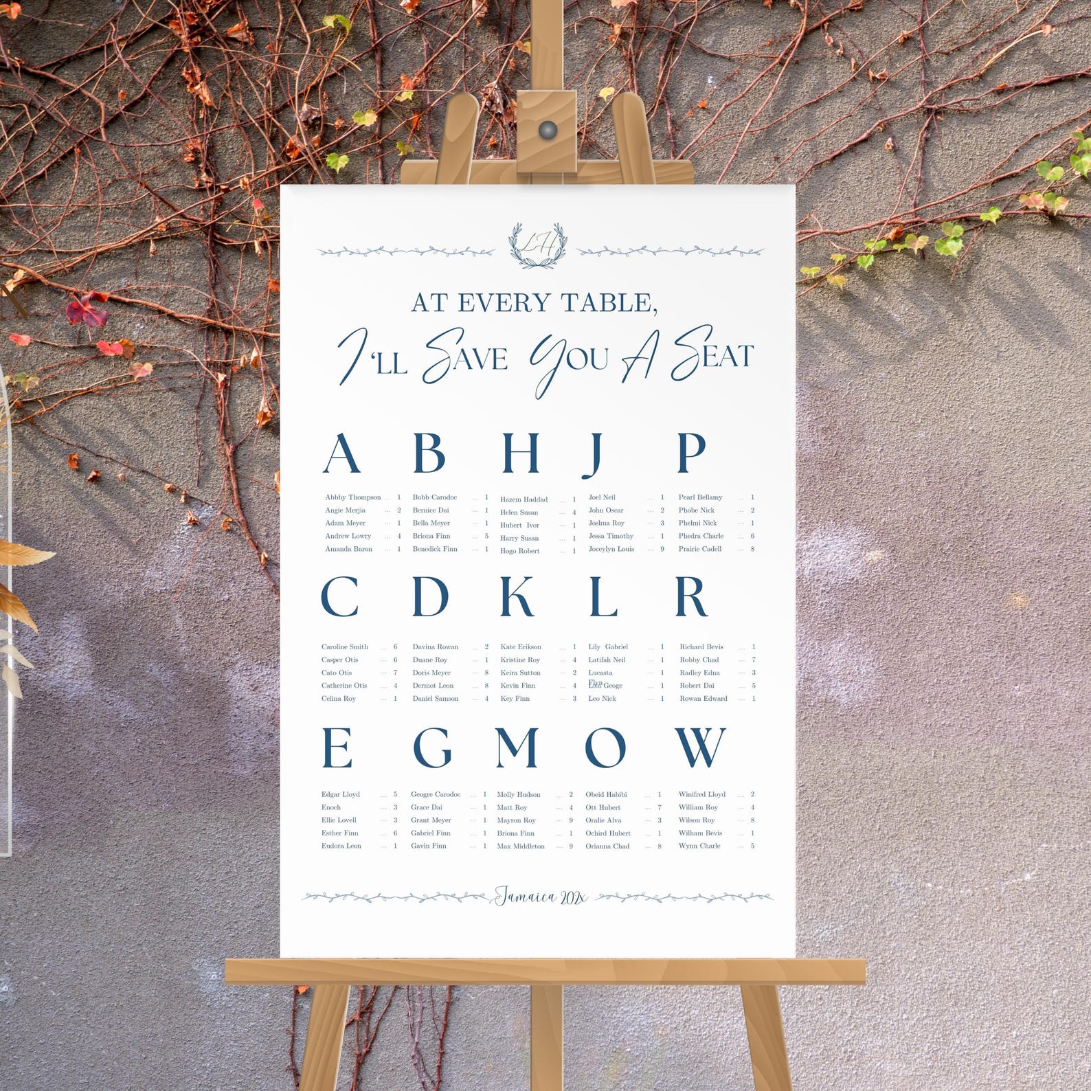 French Blue Wedding Seating Chart Templates INSTANT DOWNLOAD, Modern ...