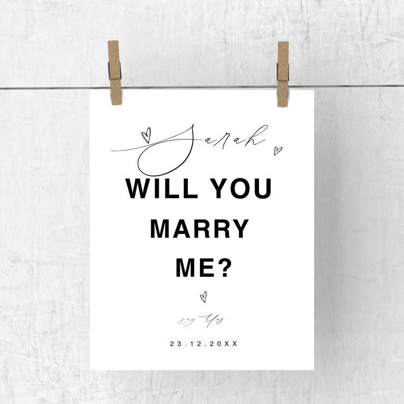 Will You Marry Me Marriage Proposal Sign Template, Marry Me Sign ...