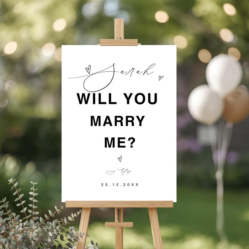 Will You Marry Me Marriage Proposal Sign Template, Marry Me Sign ...