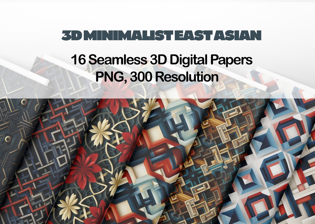 3D Minimalist East Asian Seamless Pattern Digital Paper - Etsy