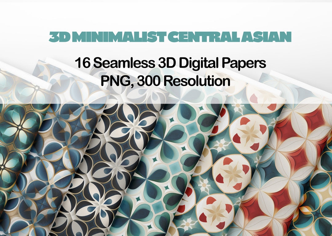 3D Minimalist Central Asian Seamless Pattern Digital Paper - Etsy