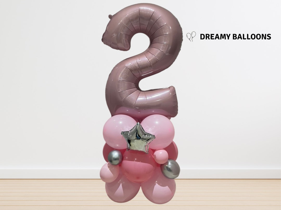 Large DIY Pink Balloon Stack, DIY Balloon Stack, 1st Birthday Balloons ...