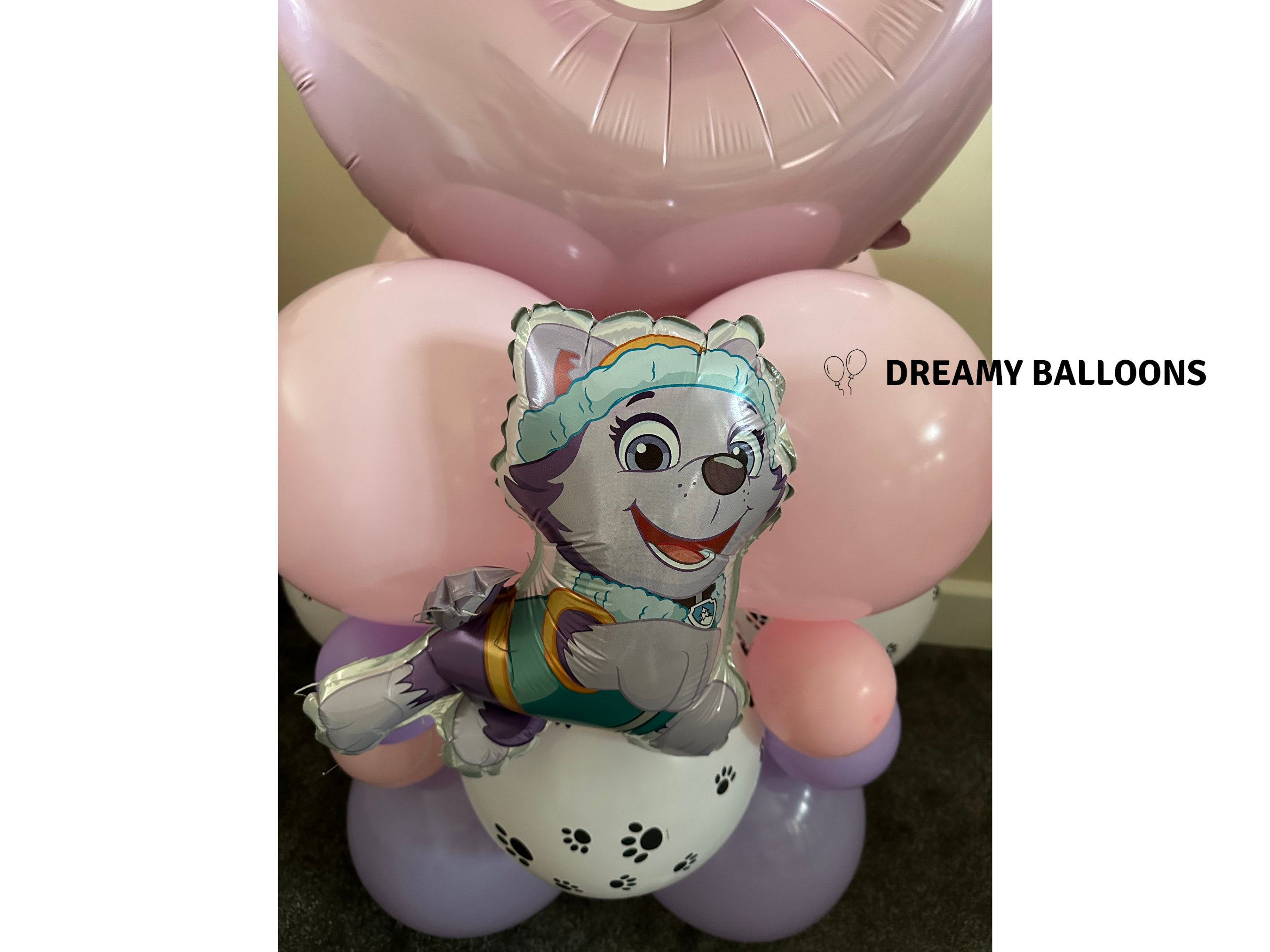 Large DIY Paw Patrol Everest Balloon Stack, DIY Balloon Stack, Paw ...