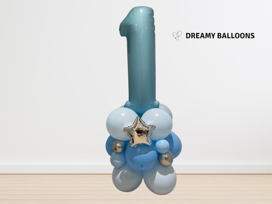 Large DIY Blue Balloon Stack, DIY Balloon Stack, 1st Birthday Balloons ...
