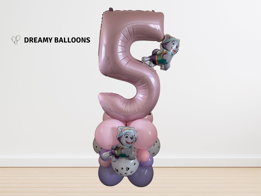 Large DIY Paw Patrol Everest Balloon Stack, DIY Balloon Stack, Paw ...