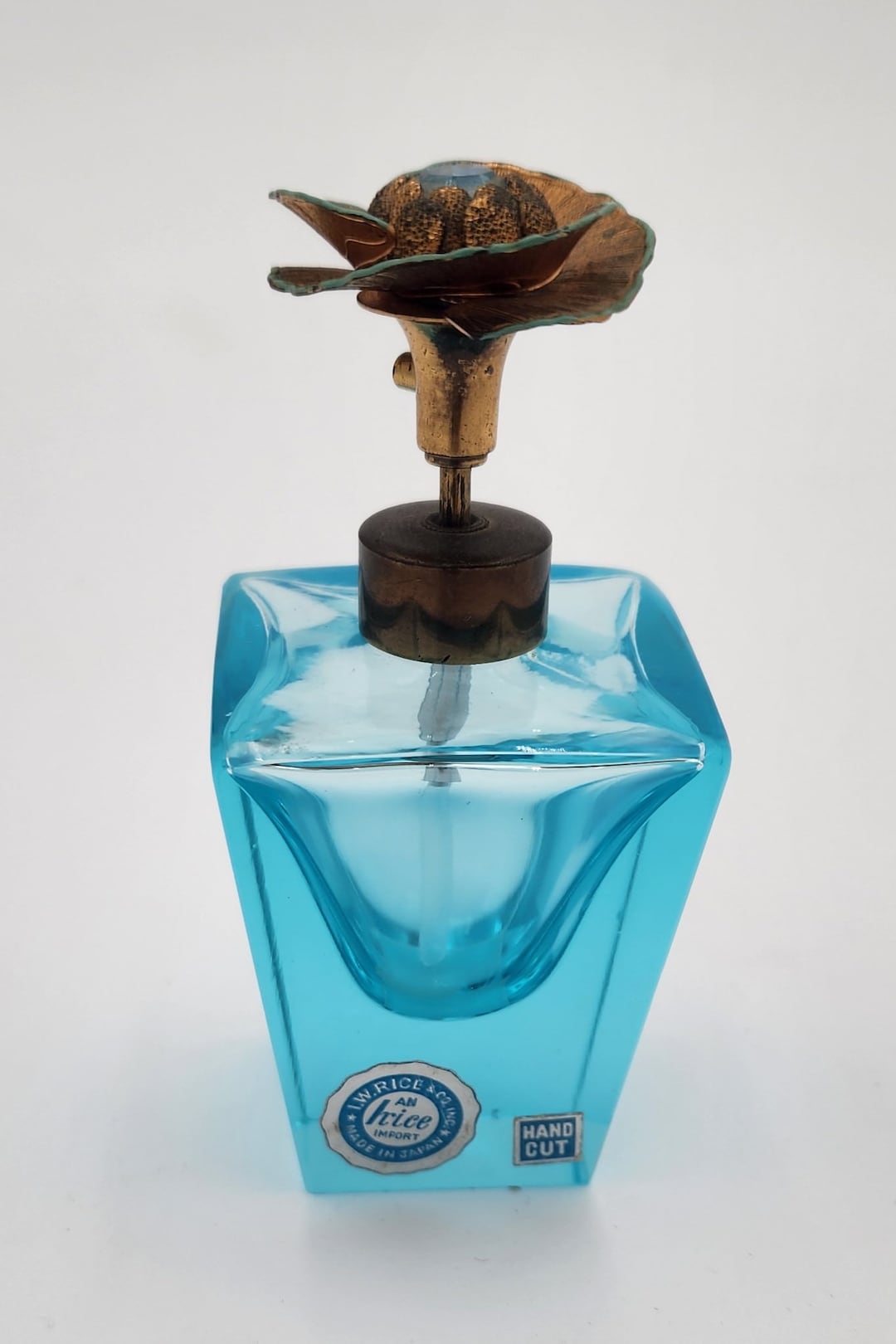Vintage I.W. Rice Rare Blue Teal Glass Atomizer Perfume Bottle - Etsy