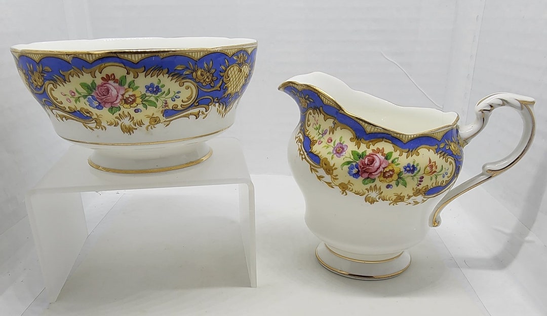 Rare Paragon Fine Bone China pompadour Blue Cream & Sugar Set - Etsy