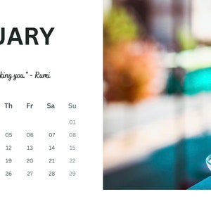 Printable 2023 Calendar With Rumi Quotes, PDF, 1920px X 1080px, Digital ...