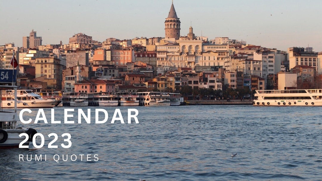 Printable 2023 Calendar With Rumi Quotes, PDF, 1920px X 1080px, Digital ...