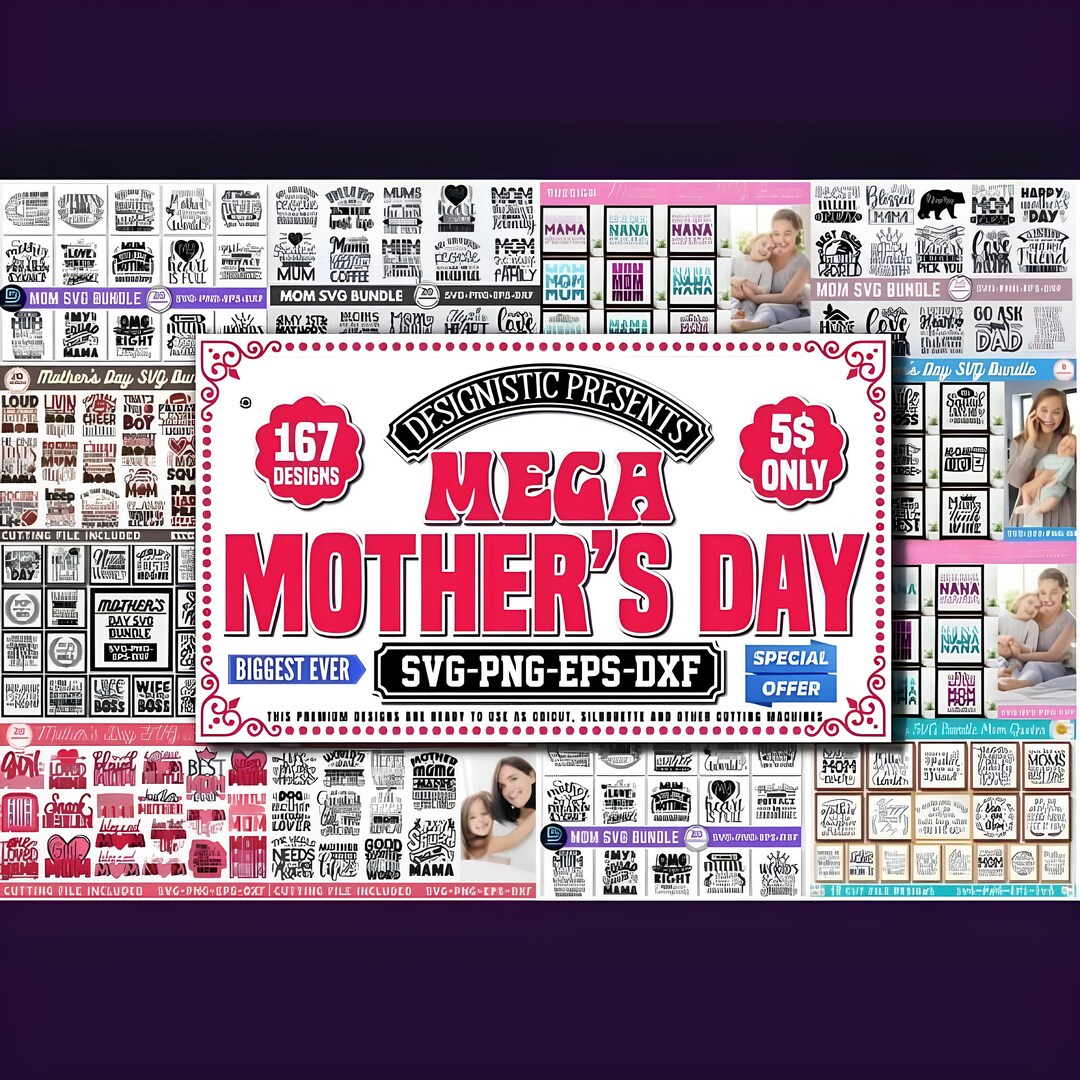 Mega Mother's Day Crafting SVG Bundle Digital Printing File PDF-EPS Dxf ...