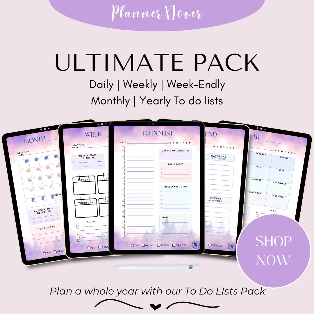 ULTIMATE to Do Lists Pack-watercolor Forest Theme - Etsy