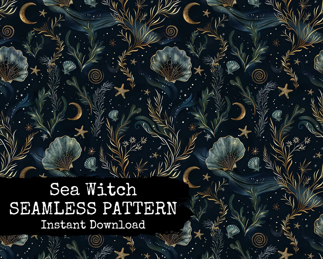 Sea Witch Digital Seamless File - Witchy Seamless Repeat Pattern for ...