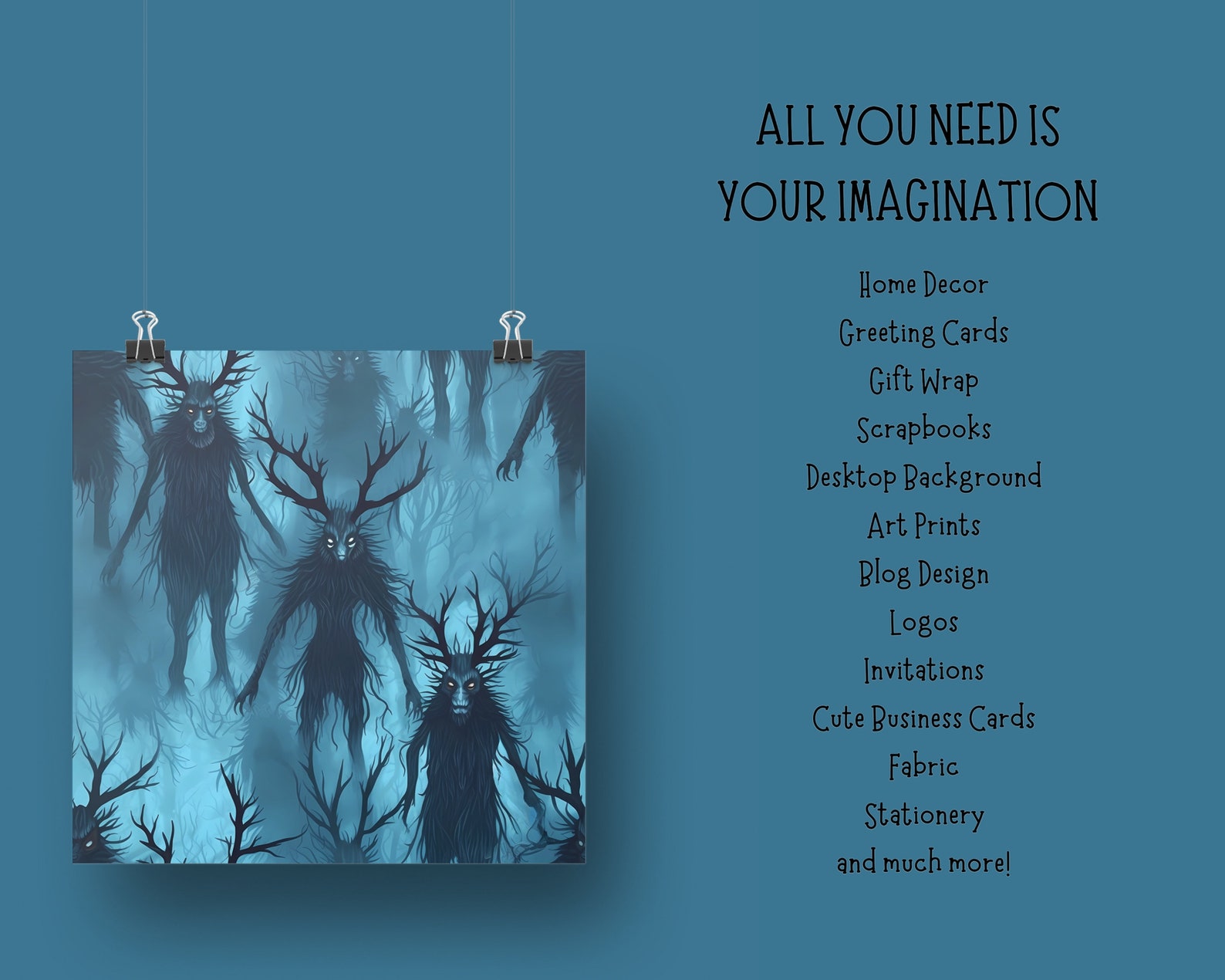 Wendigo Forest Digital Seamless Pattern for Instant Download - Etsy