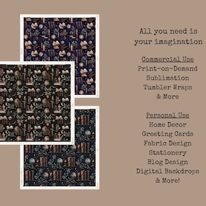 Witchy Night Library Seamless Pattern Bundle - Dark Academia Pack ...