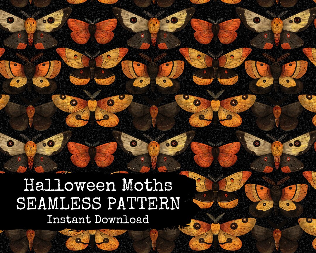 Halloween Moths Digital Seamless File - Witch Moths and Butterflies ...