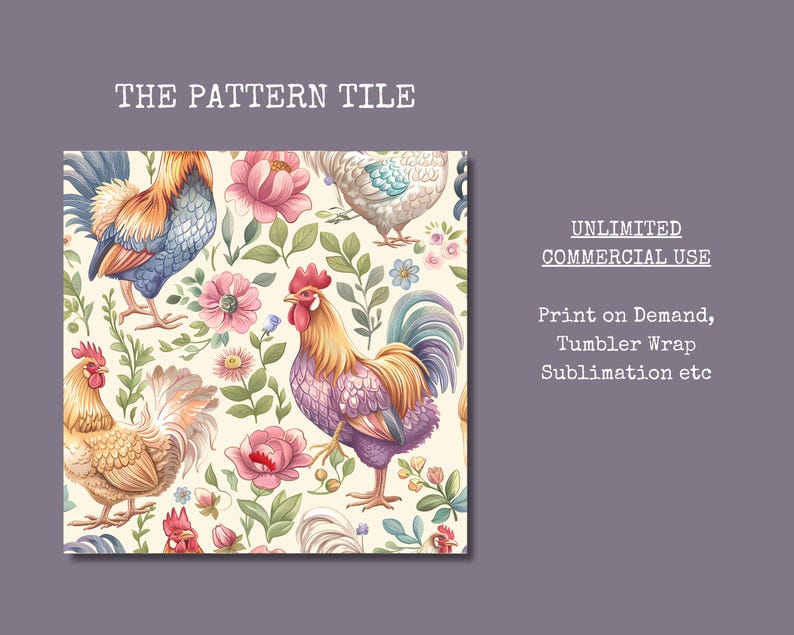 Cute Pastel Chickens Seamless Pattern File - Digital Chicken Repeating ...