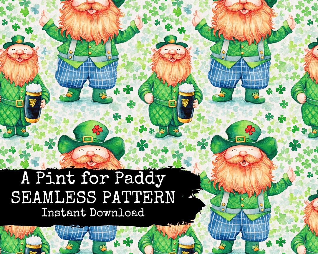 St Patricks Day Whimsical Watercolor Seamless Pattern Design - Lucky ...