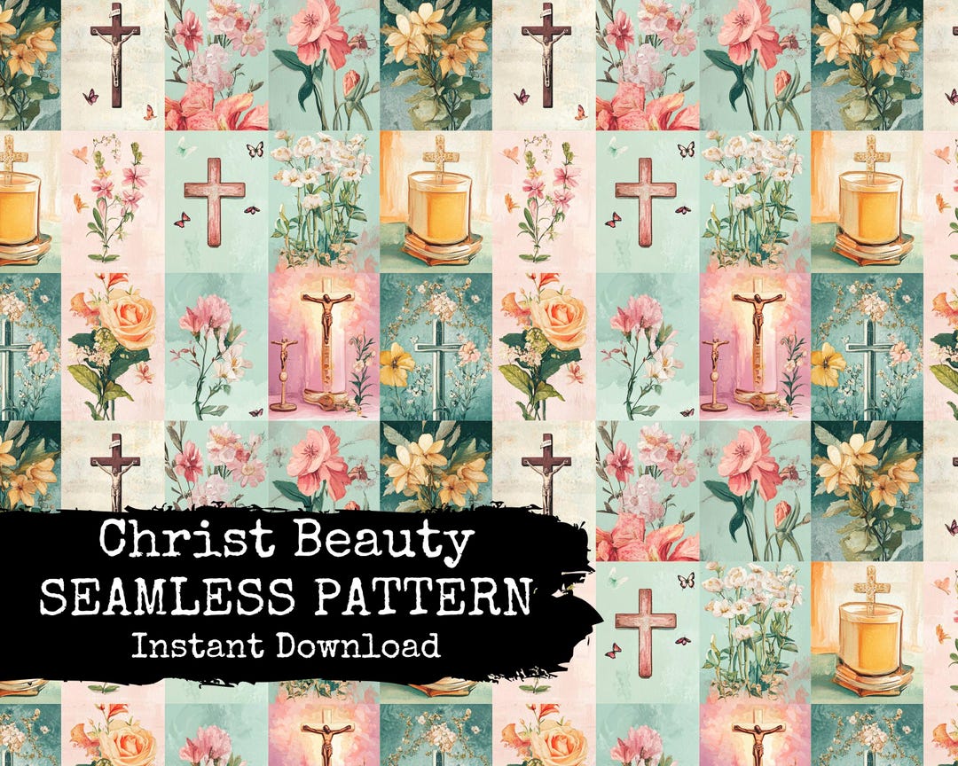 Easter Christian Faith Floral Seamless Pattern - Crosses and Flowers ...