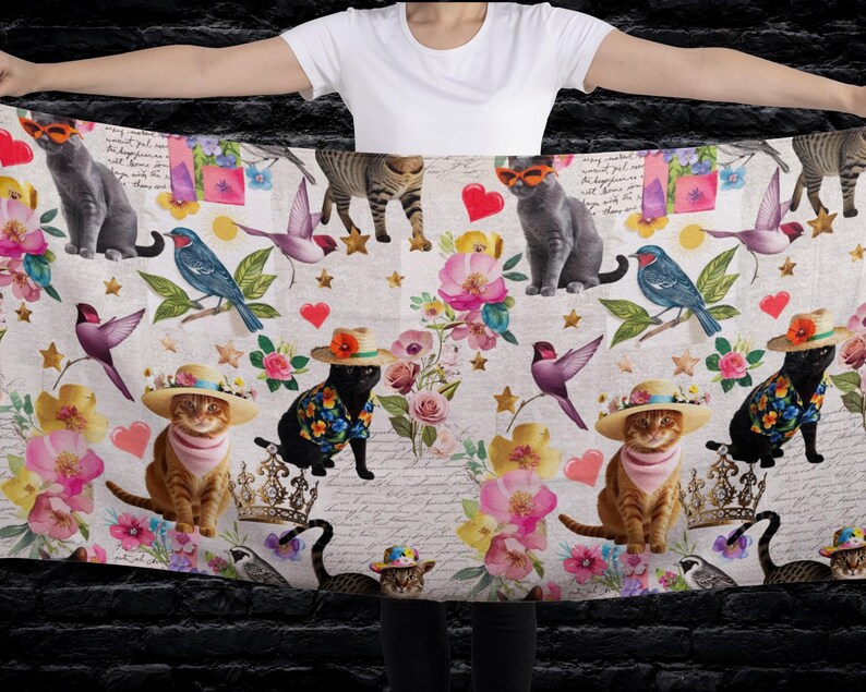 Quirky Cats Seamless Design Print - Cat Collage Art Repeating Pattern ...