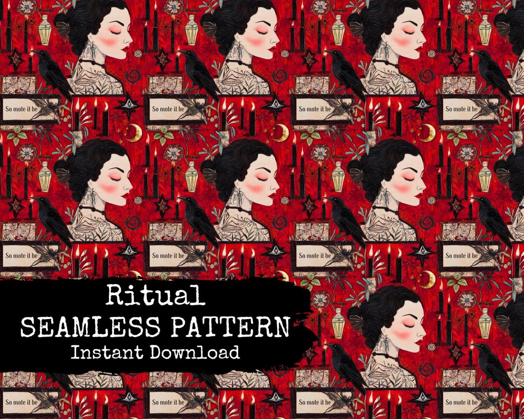 Witchy Collage Seamless Pattern File for Instant Download - Quirky ...