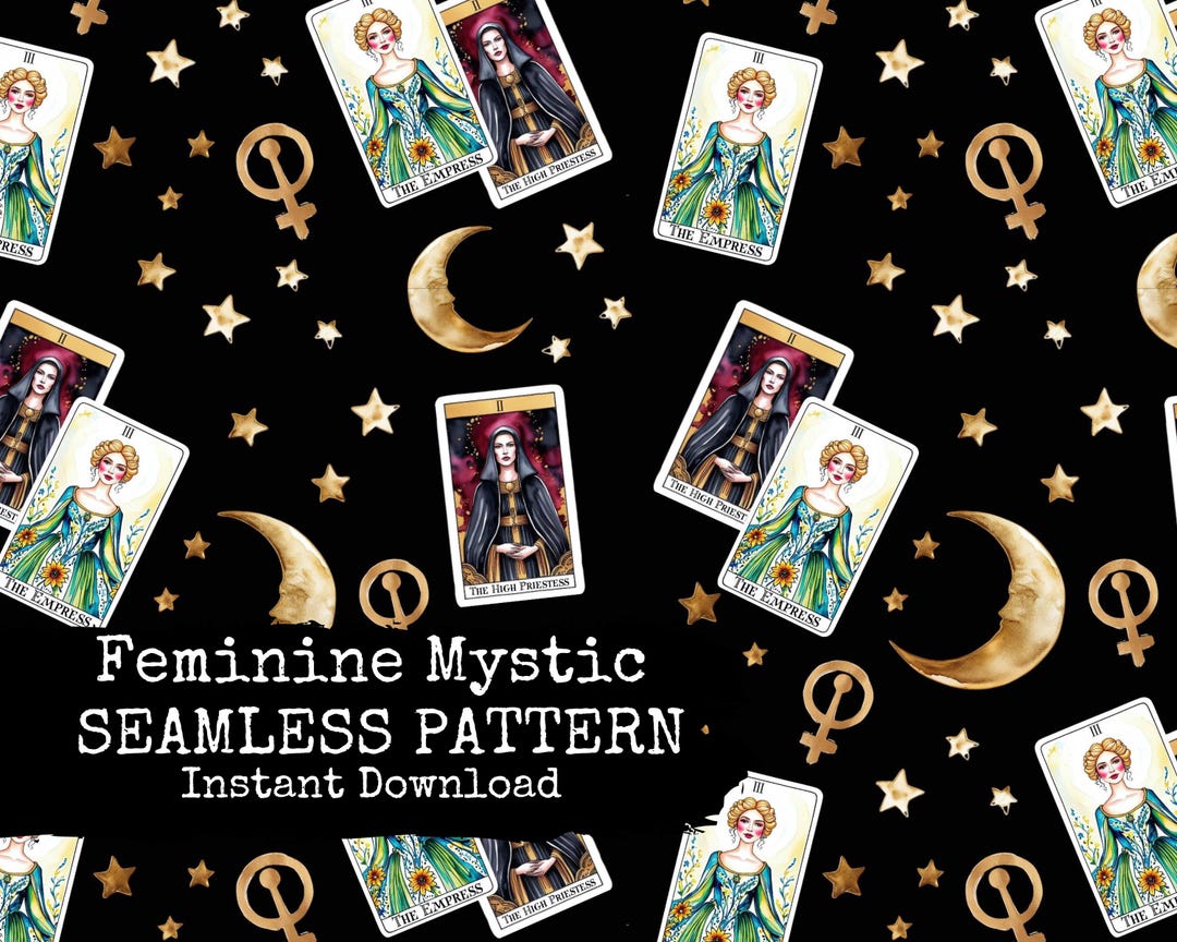 Tarot Mystic Printable Seamless Pattern Design - the Empress and High ...