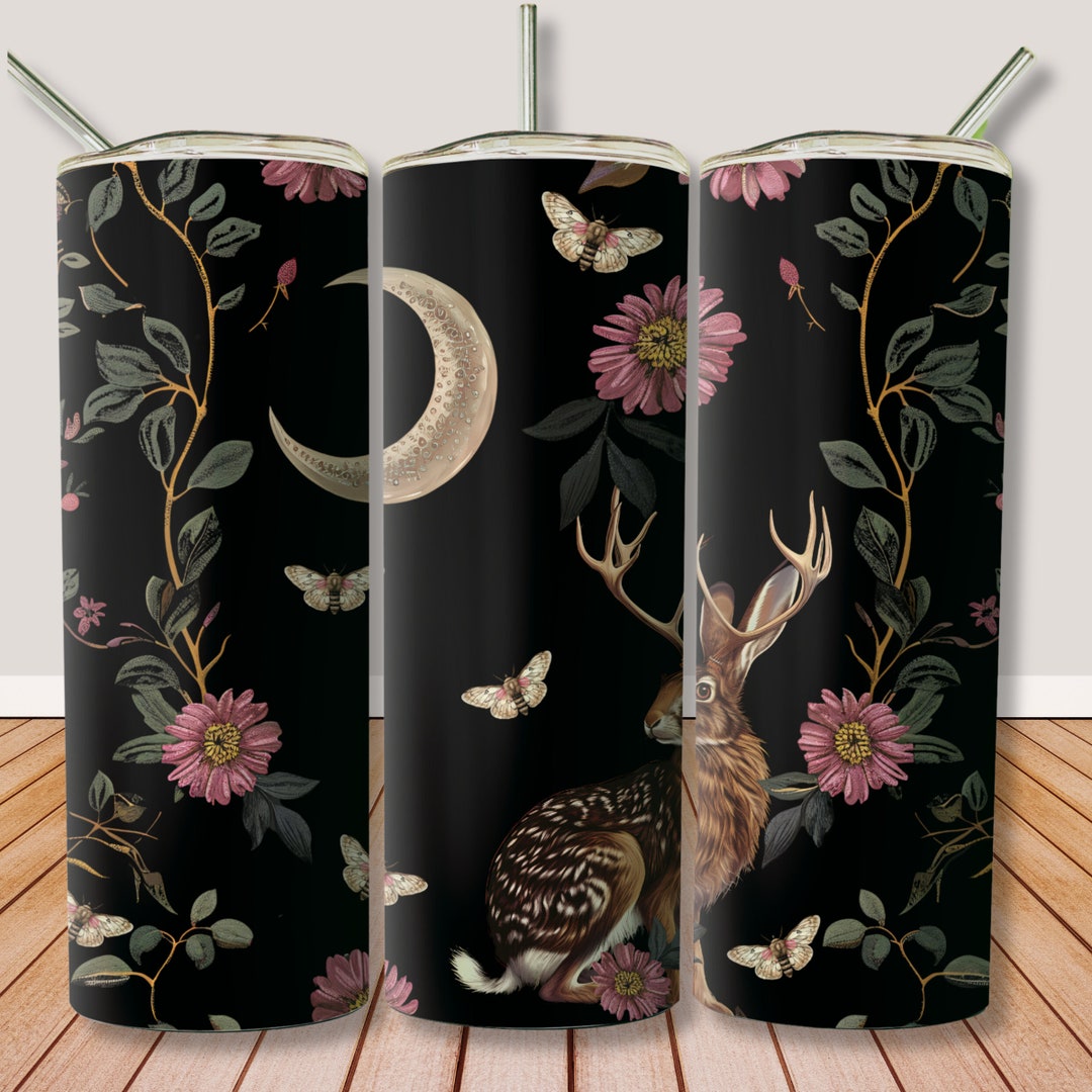 Cryptid 20 Oz Digital Tumbler Wrap - Jackalope Moon Sublimation PNG ...