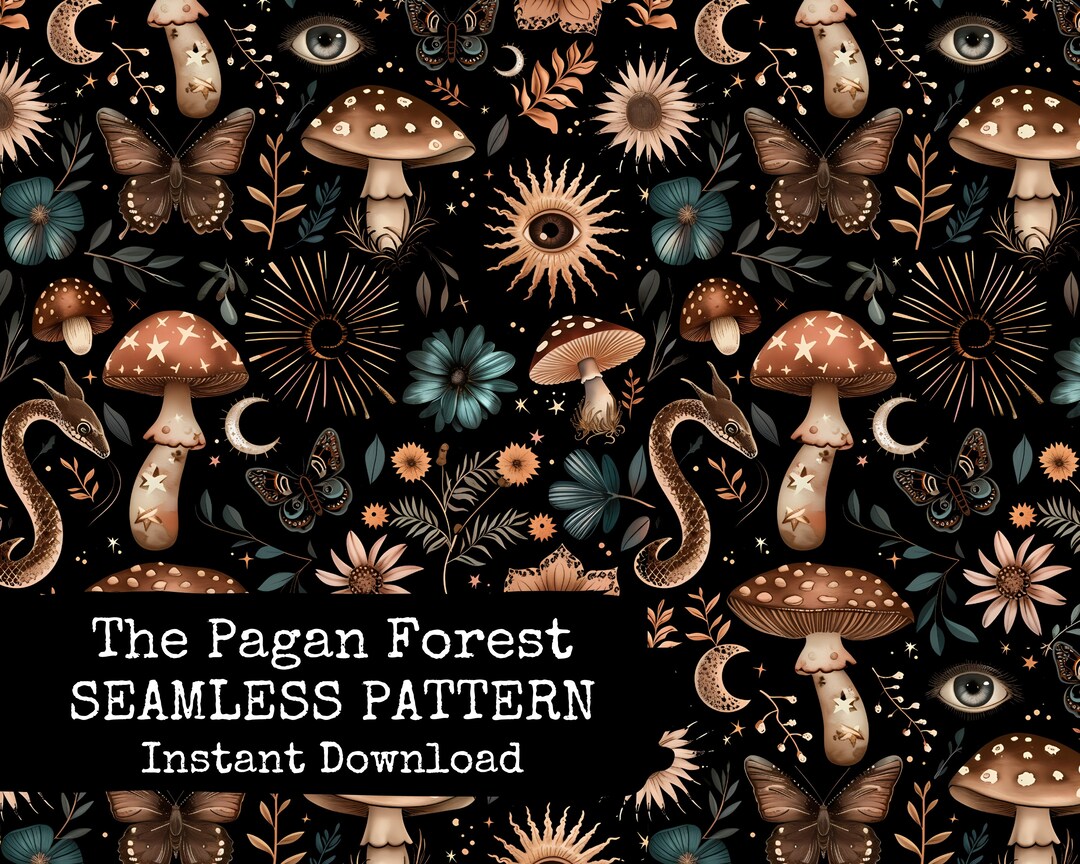 Pagan Forest Digital Pattern Surface Design - Witchy Seamless Pattern ...