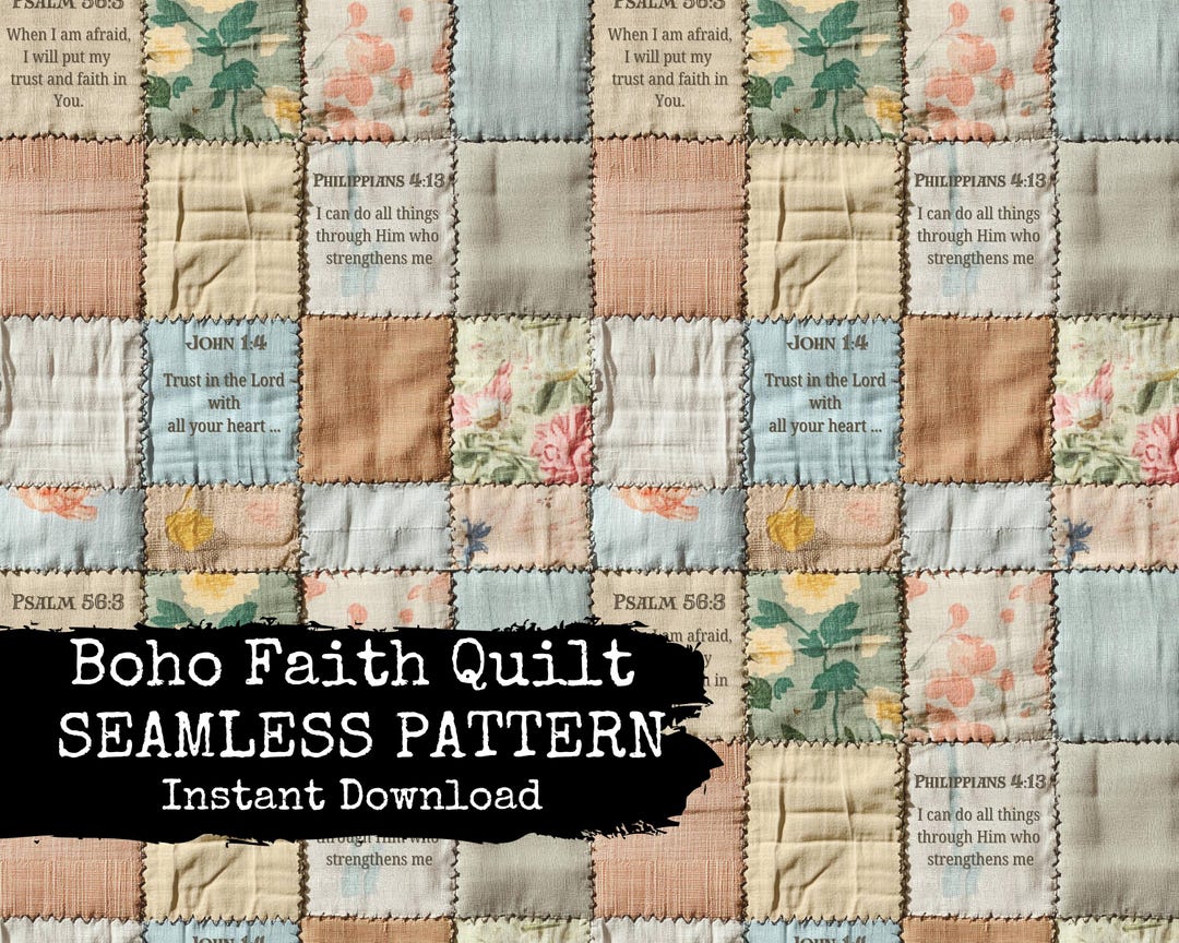 Christian Boho Vintage Seamless Pattern - Faith in Jesus Digital ...