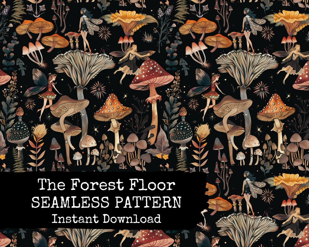 Dark Fairytale Forest Seamless Pattern - Fairycore Digital Surface ...