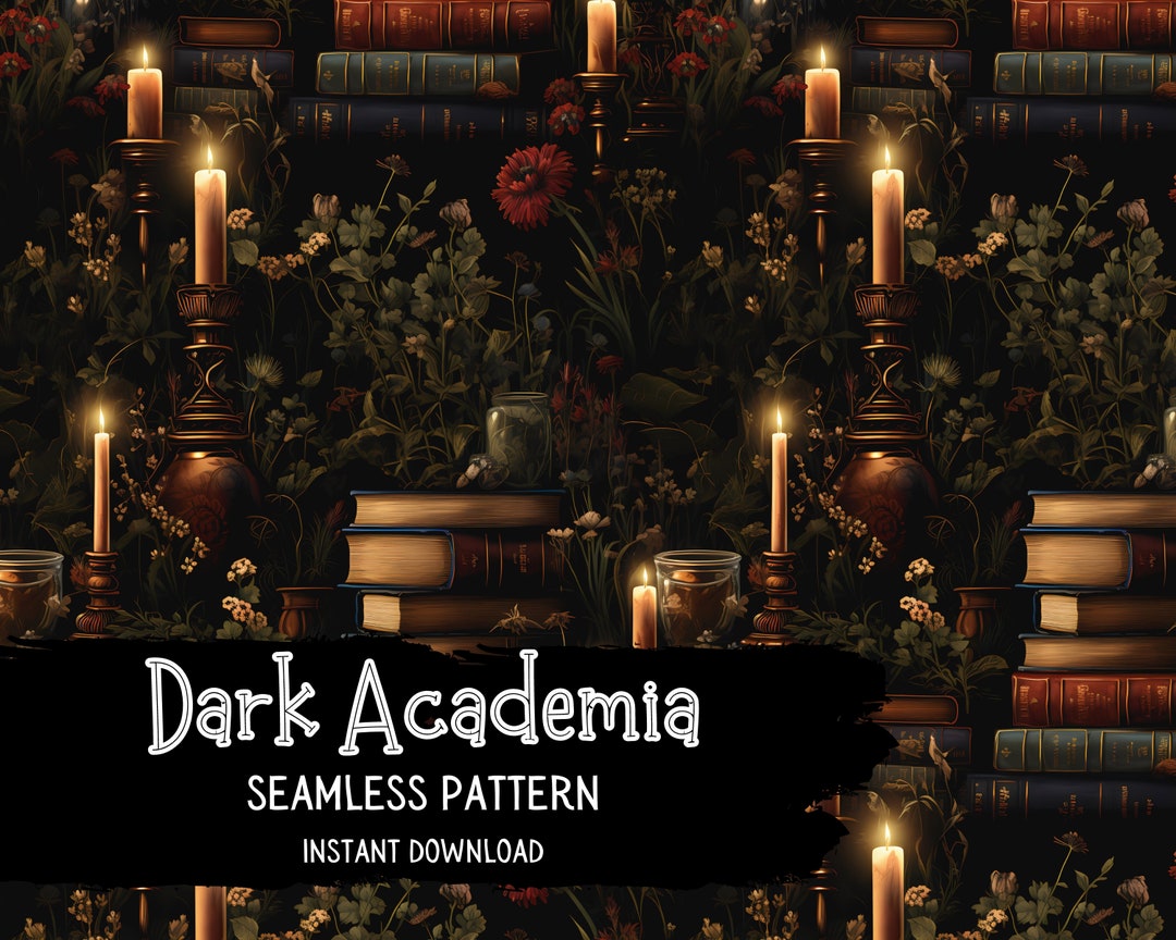 Dark Academia Seamless Pattern File - the Witch's Night Library - Dark ...