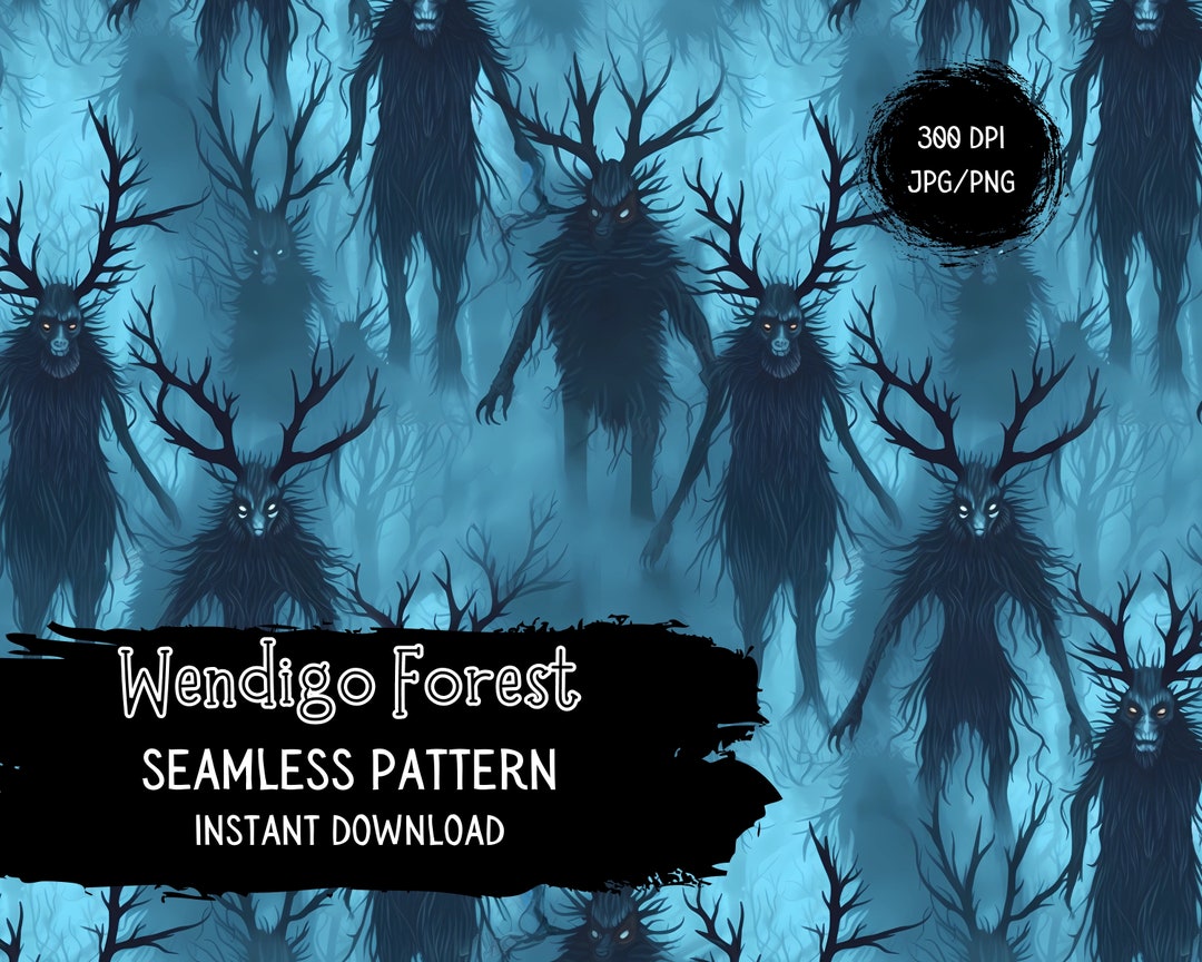 Wendigo Forest Digital Seamless Pattern for Instant Download - Cryptid ...