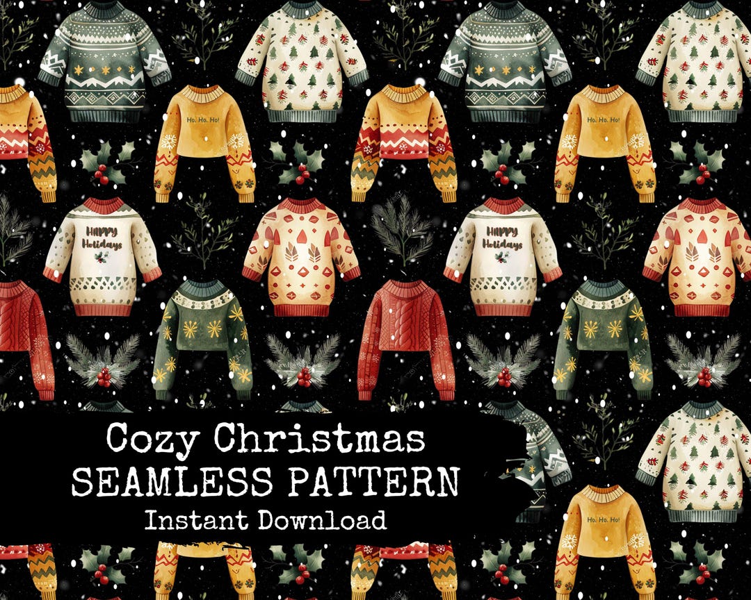Christmas Sweaters Digital Seamless File - Dark Christmas Aesthetic ...