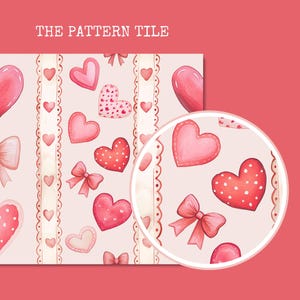 Valentine Watercolor Digital Wallpaper Seamless Pattern - Love Hearts ...