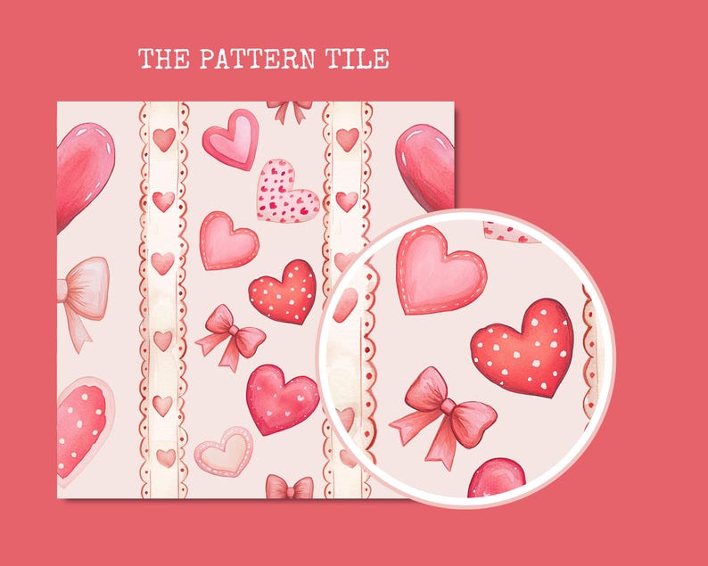 Valentine Watercolor Digital Wallpaper Seamless Pattern - Love Hearts ...