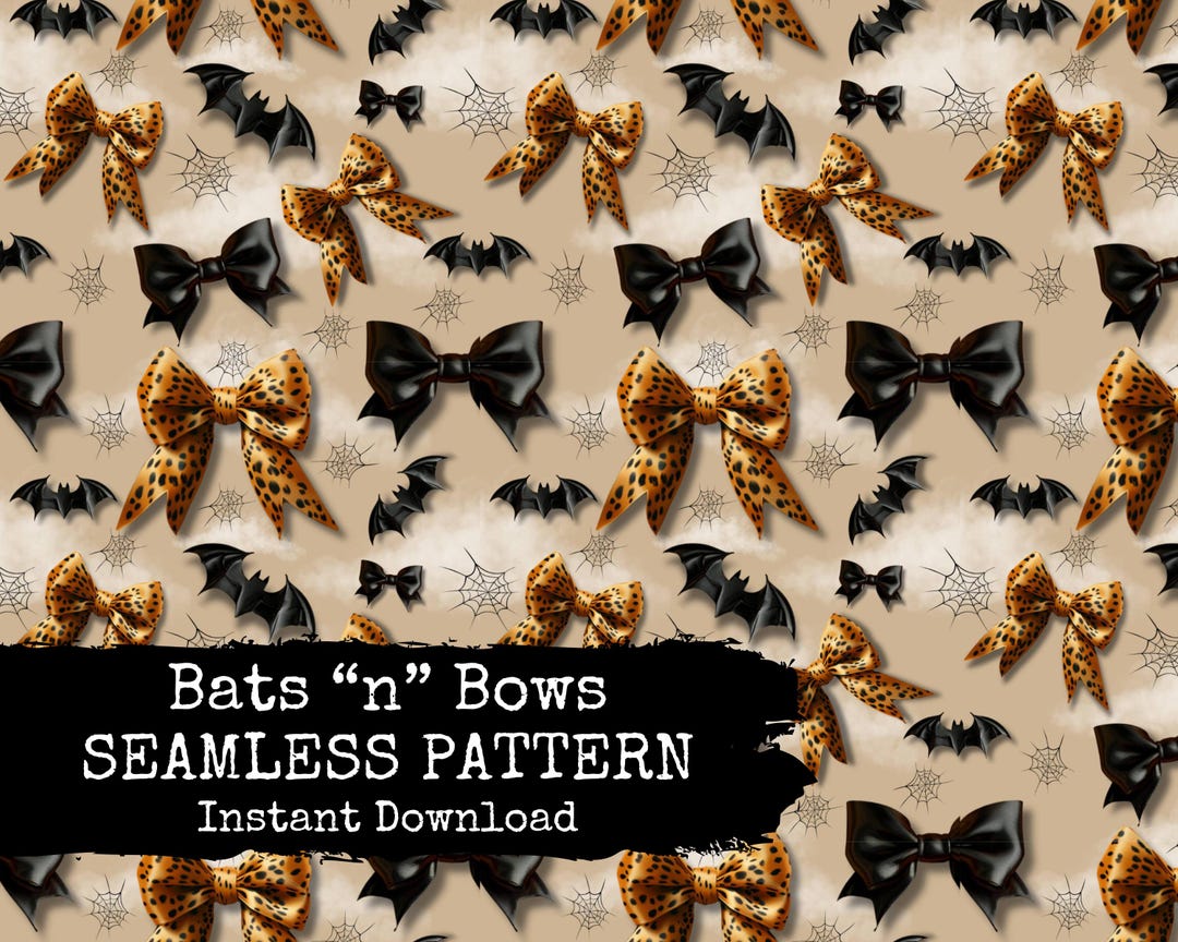 Coquette Bows and Bats Digital Seamless File - Halloween Coquette ...