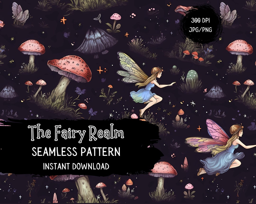 Fairies Digital Paper - Dark Fairycore Seamless Pattern File - Instant ...