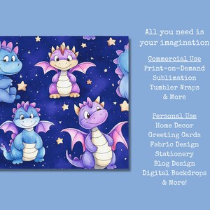Dragons for Kids Seamless Pattern File - Cute Digital Dragons Repeating ...