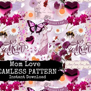 Mothers Day Seamless Digital Pattern - Mom Repeating Pattern Paper for ...