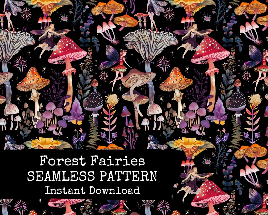 Forest Fairies Seamless Pattern File - Fairycore Digital Surface Design ...